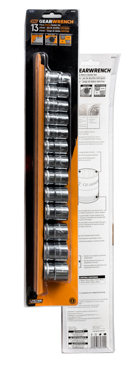 GearWrench 13 Pieces 1/2 Inch Drive 6 Point Socket Set Metric Model Nu – 1factoryradio