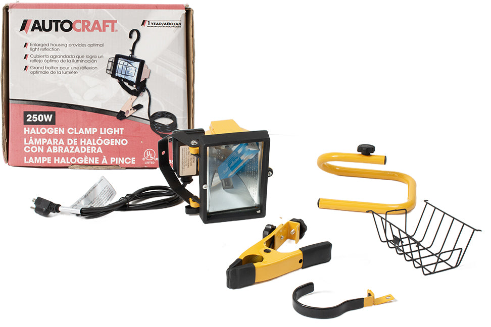 Autocraft 250W Halogen Clamp Light Enlarged Housing Optimal Reflection ...