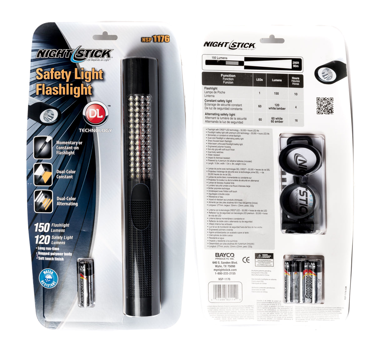 Night Stick LED Dual-LED Safety Light Flashlight 150 Lumens Amber Whit ...