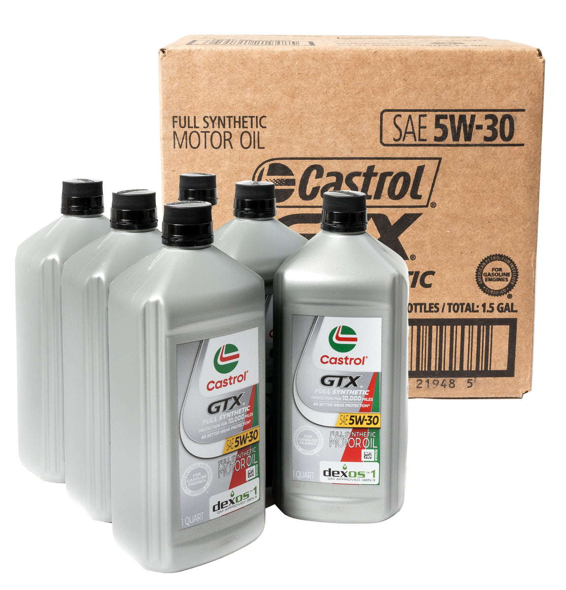 Castrol GTX Full Synthetic Motor Oil SAE 5W-30 1QT 6 Bottles Model Num ...
