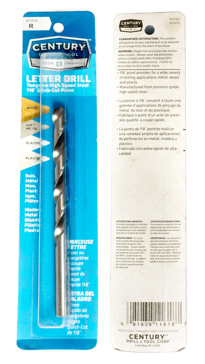 Century Drill & Tool Tungsten High Speed Steel Letter Drill Size R Par ...