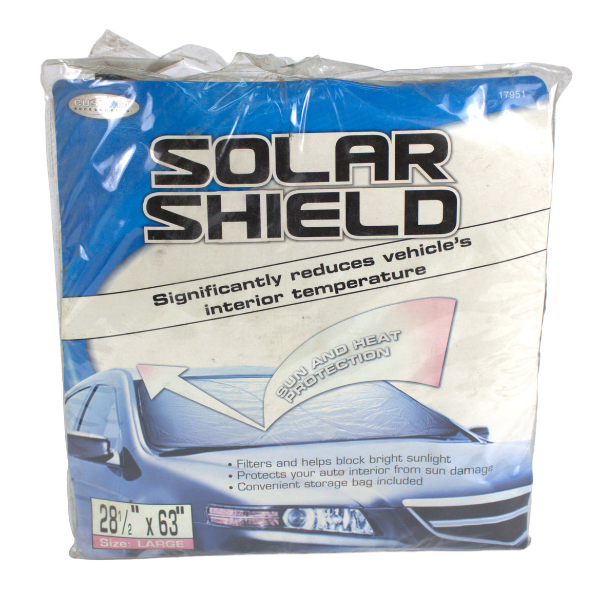 Custom Accessories 28-1/2" x 63" Collapsible Sun Shield Protects Dashb ...