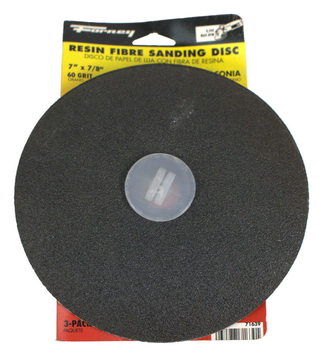 Forney Resin Fibre Sanding Disc 60 Grit x 7in-7/8" Arbor 8500 Max RPM ...
