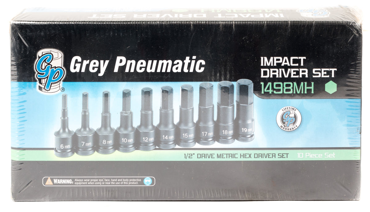 Grey Pneumatic 1/2" Drive Metric Hex Impact Driver Set 10PC Part Numbe ...