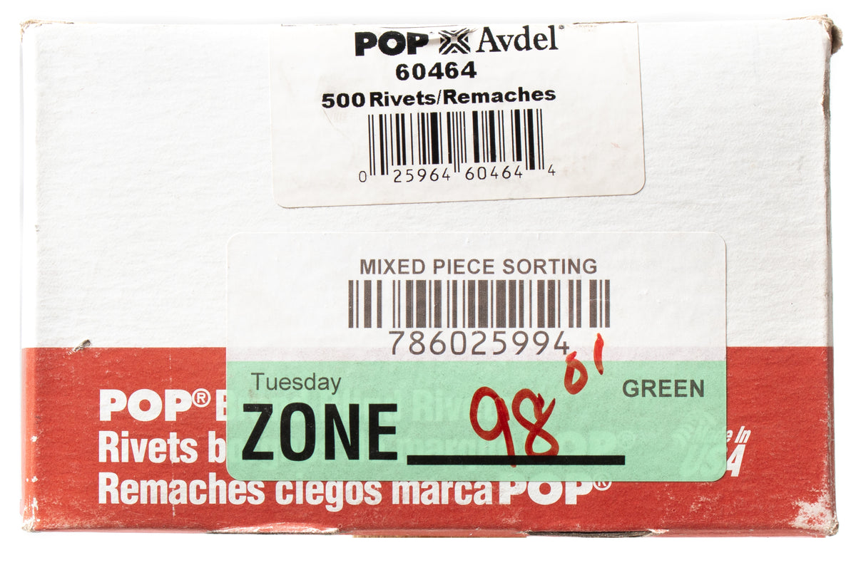 POP Avdel Aluminum Blind Rivets 500 Pc 3/16" Diameter 1/8"-1/4" Grip R ...