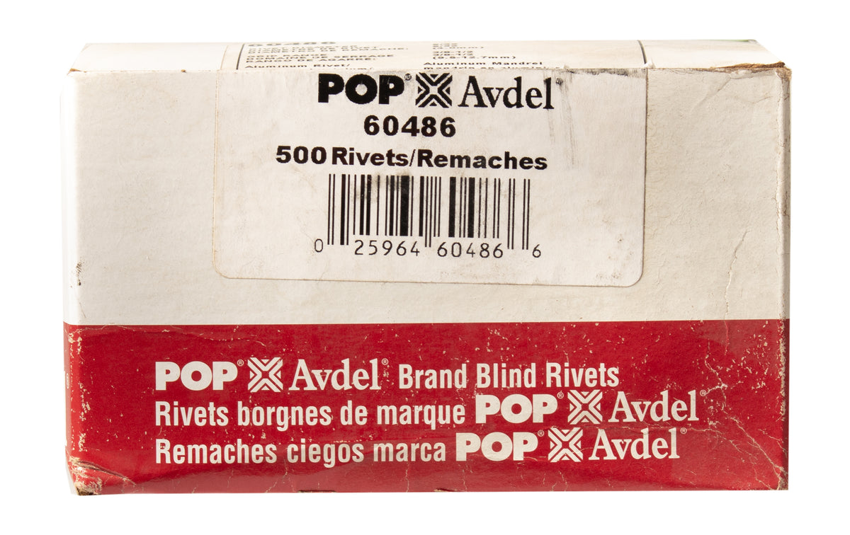POP Avdel 60486 Blind Aluminum Rivet 5/32" Diameter 3/8"-1/2" Grip Ran ...