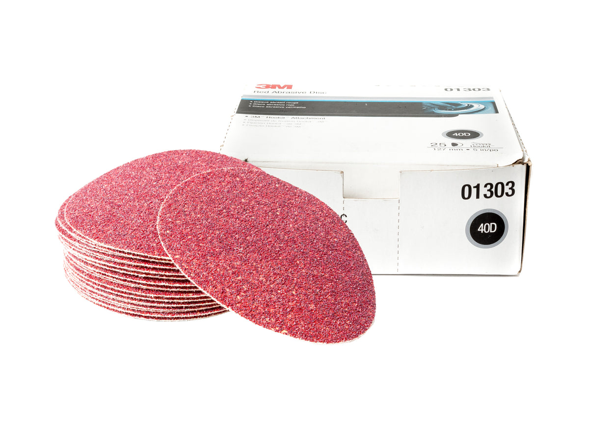 3M Hookit Attachment System Red Abrasive Disc 5" 40 Grit 25 Pcs Part N ...