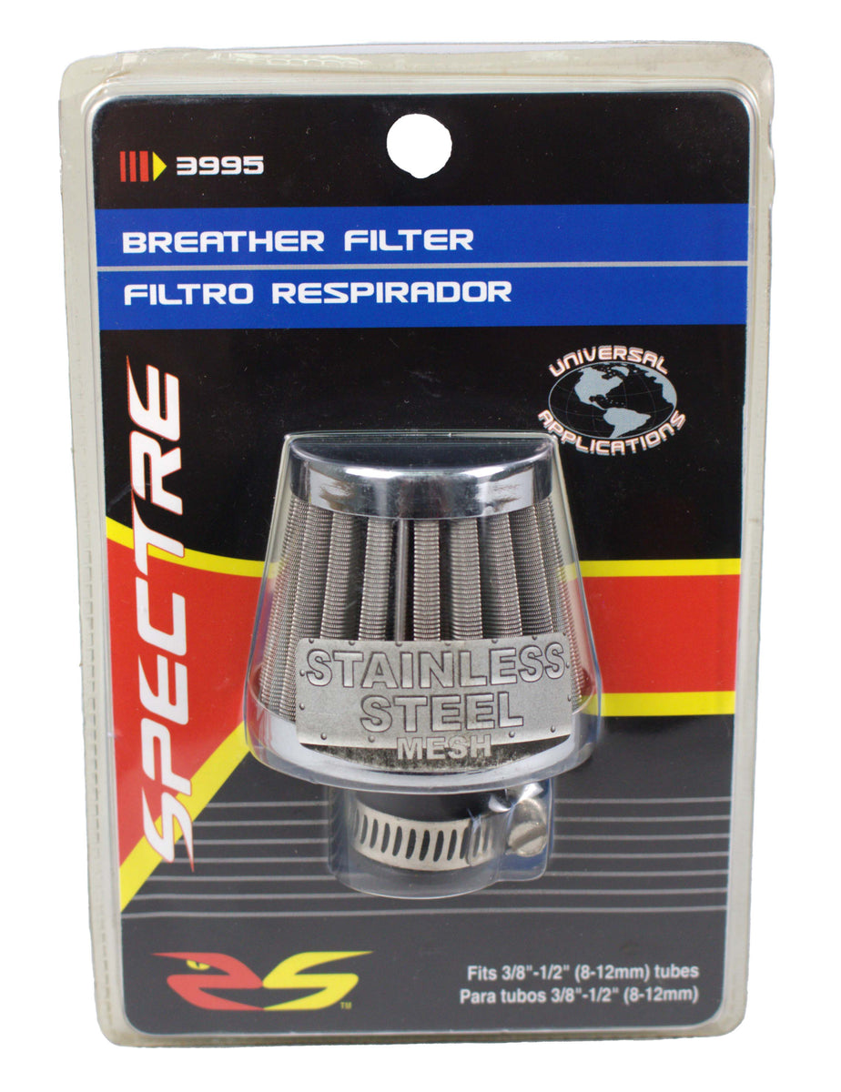 Spectre Breather Filter Fits 3/8 Inch-1/2 Inch Tubes Stainless Mesh Pa ...