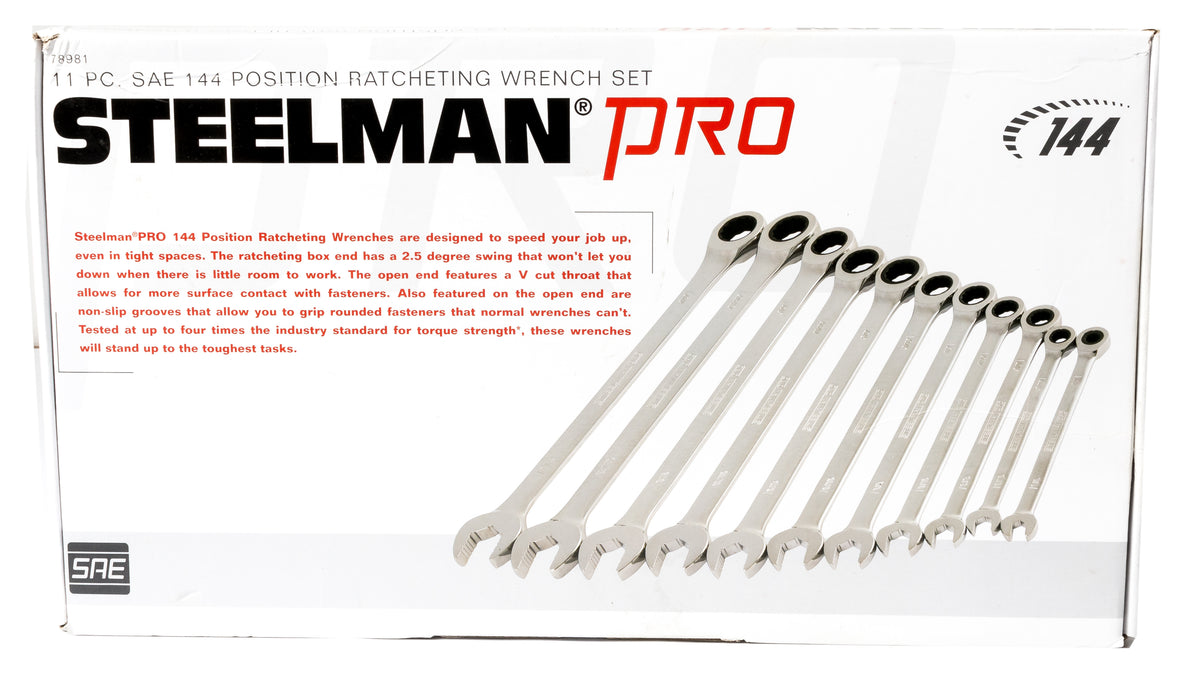 Steelman Pro 11 Piece Standard 144 Position Ratcheting Wrench Set Mode ...
