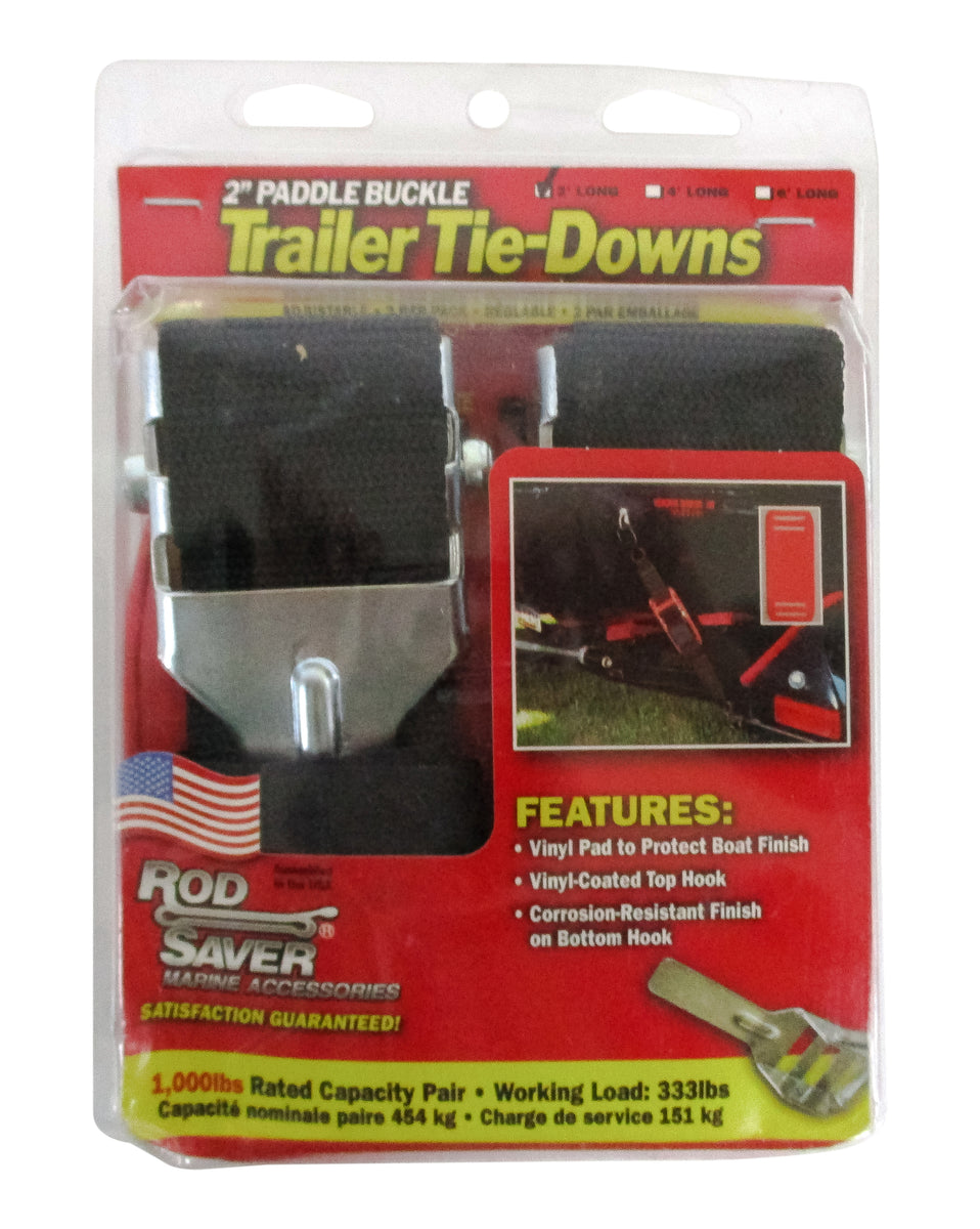 Rod Saver 2" Vinyl Paddle Buckle Adjustable Trailer Tie-Down Set Of 2 ...