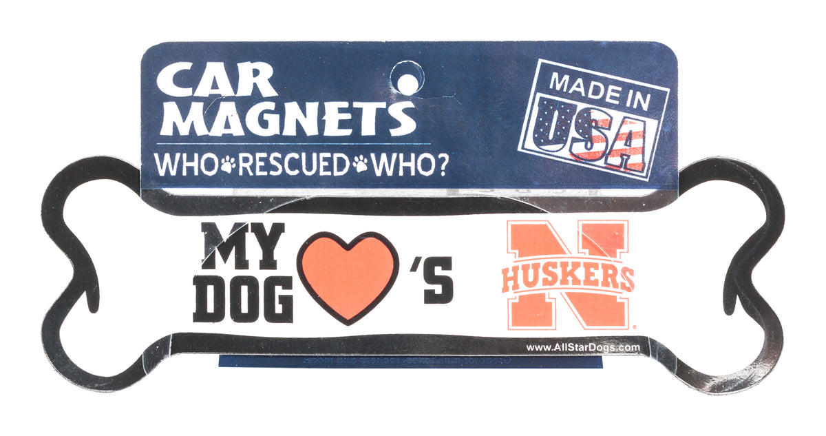 Imagine This My Dog Loves Nebraska Huskers Bone Shaped Fan Magnet B017 ...