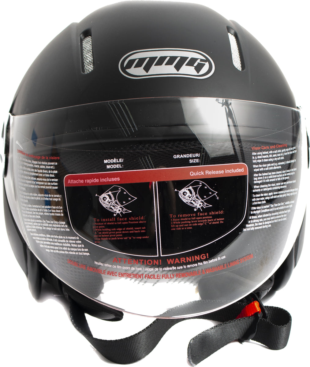 Yema Open face Motorcycle Helmet Matte Black Size Extra Large Part YEM ...