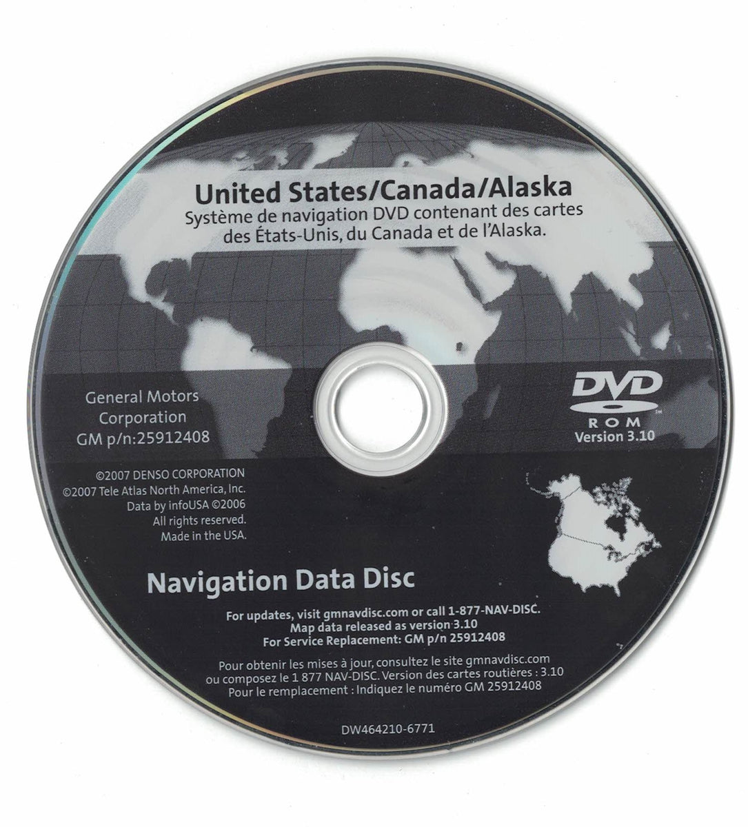 2007-10 Cadillac Chevy GMC Navigation Data Disc Map CD - 25912408 Vers ...
