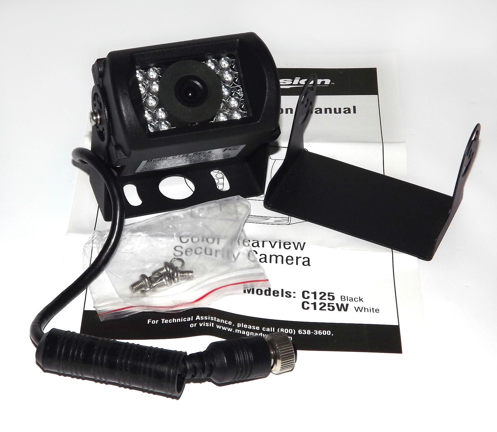 MobileVision 7" Quad Camera 4 Input Monitor & Rear View Color CCD Back ...