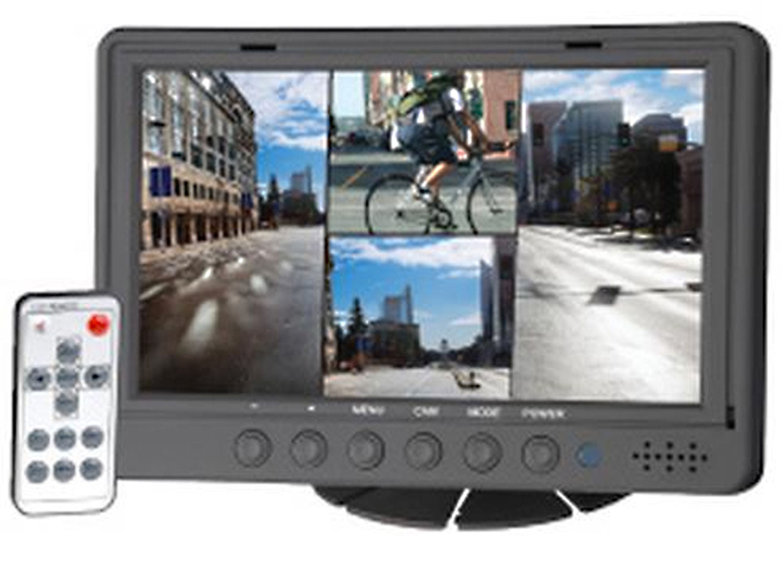 MobileVision 7" Quad Camera 4 Input Monitor & Rear View Color CCD Back ...